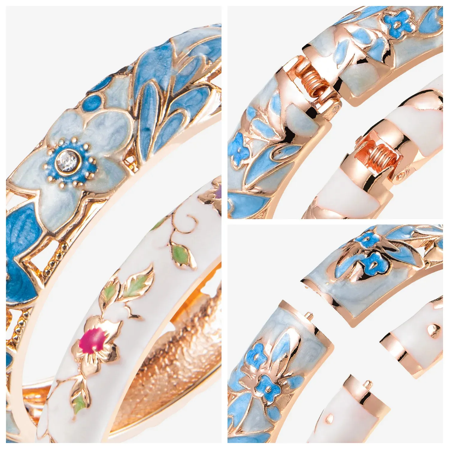 Double Enamel Cloisonne Bangle Set for Women Cartoon Style Metal ...