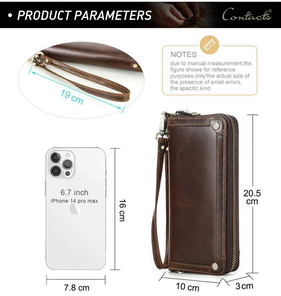 CONTACTS Genuine Leather Clutch Wallet for Men with Card Holders, Phone ...