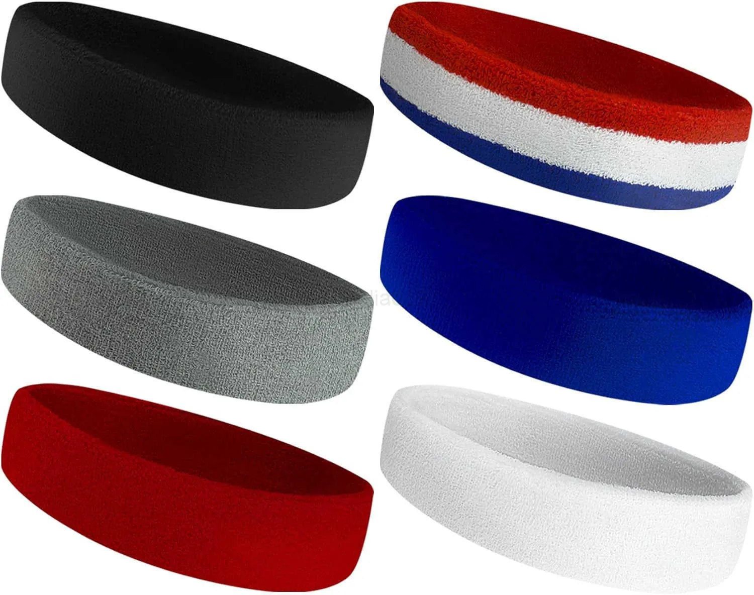 6Pack Moisture-Wicking Terry Cloth Sweatbands for Men and Women Non ...