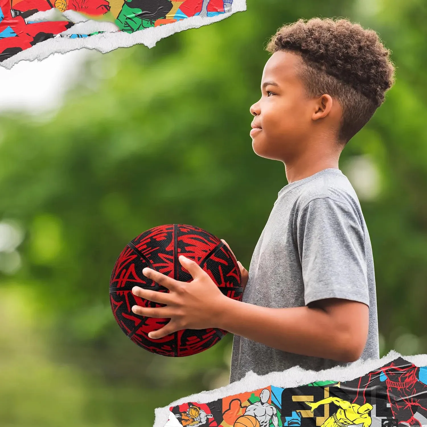 Premium Rubber Basketball Size 7, Outdoor Cement Court Training Sports ...