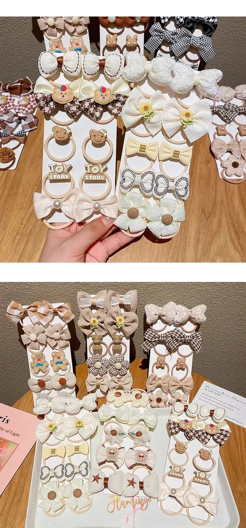 Set Baby Cartoon Bow Elastic Rubber Hair Bands for Girls Kids Hair ...