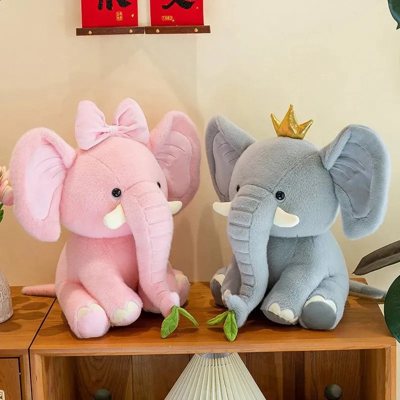 Cute 25CM Crown Elephant Elephant Stuffed Toy With Pink Bow Perfect ...