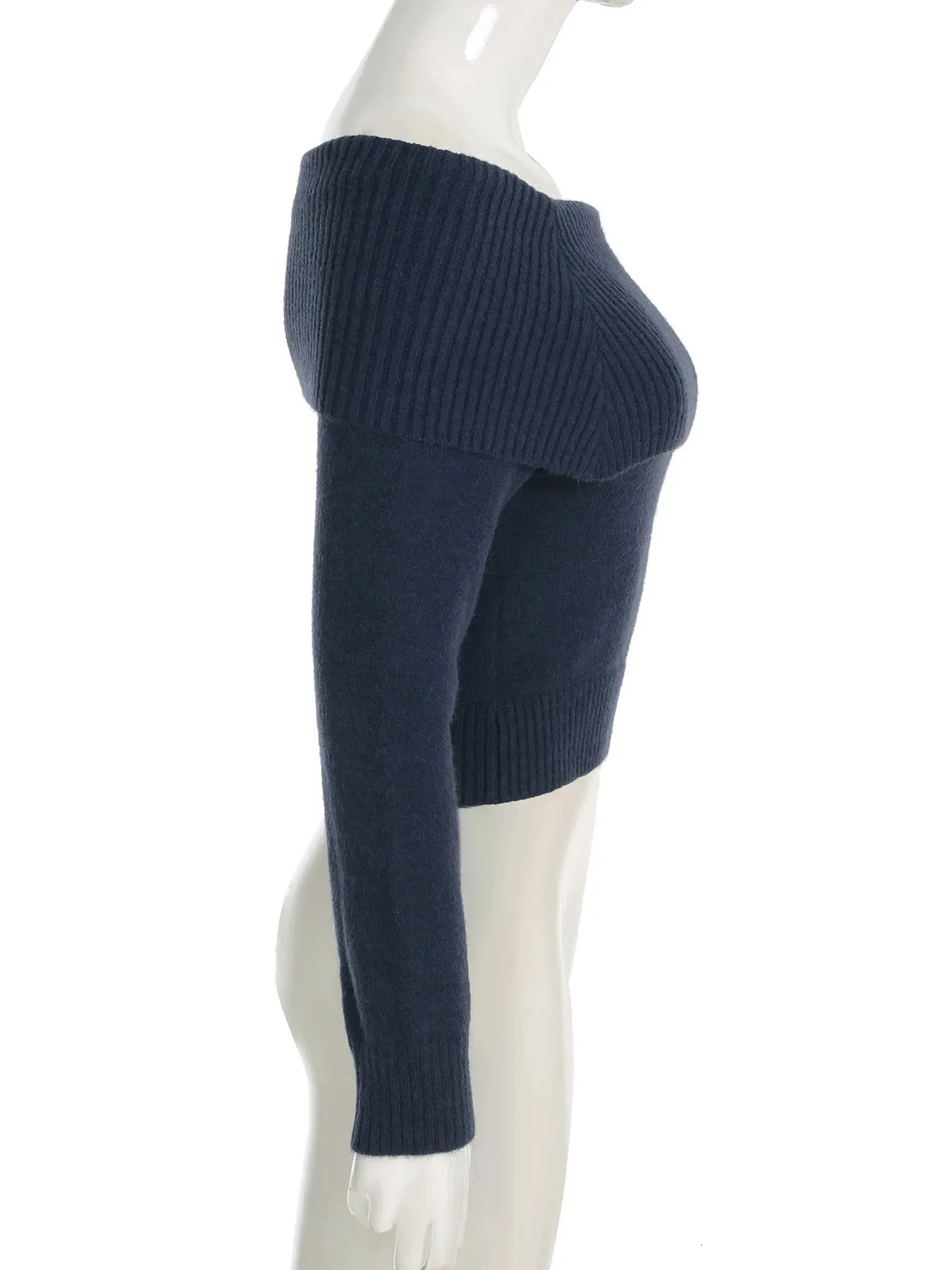 Off Shoulder Long Sleeve Skinny Sweater Pullover for Women Autumn ...