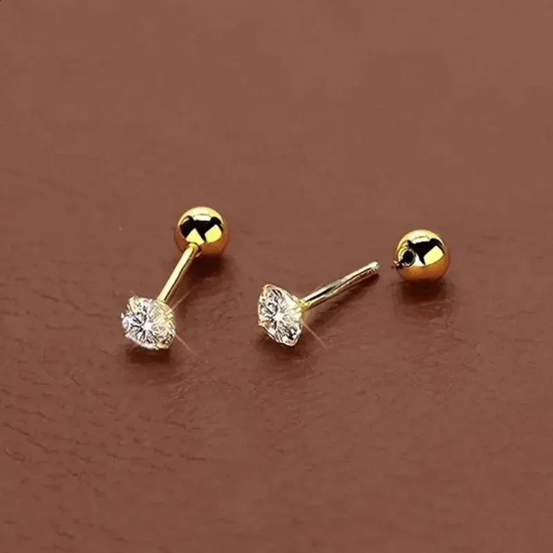 Classic Round Cubic Zirconia Stud Earrings for Women Stainless Steel ...