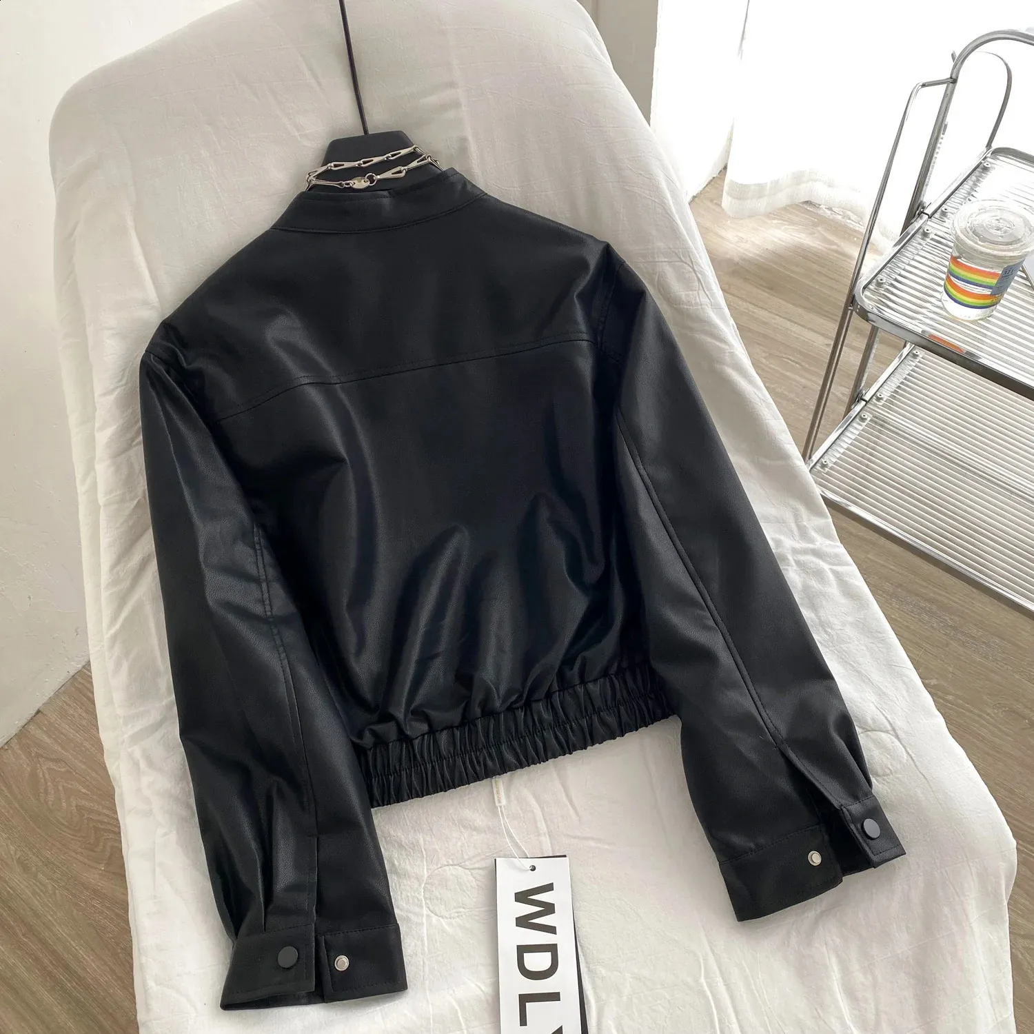 SINGREINY PU Leather Cropped Jacket with Zipper Pocket for Women, Loose ...