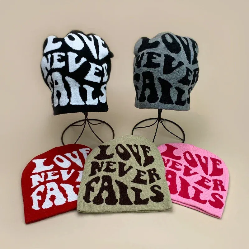 Streetwear Beanie Simple Hip Hop Letter Knitted Hat Autumn Winter Color ...