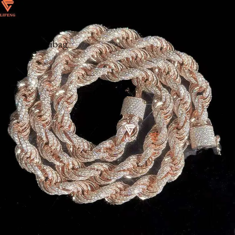 Hip Hop Jewelry Men's Iced Out Rope Chain 8MM/10MM Twist Sier Rope ...