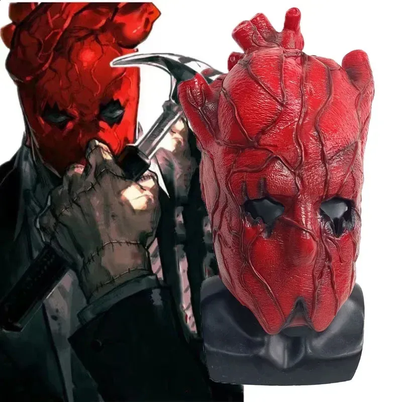 Anime Dorohedoro Shin Heart Red Mask Latex Helmet Cosplay Costume Adult ...