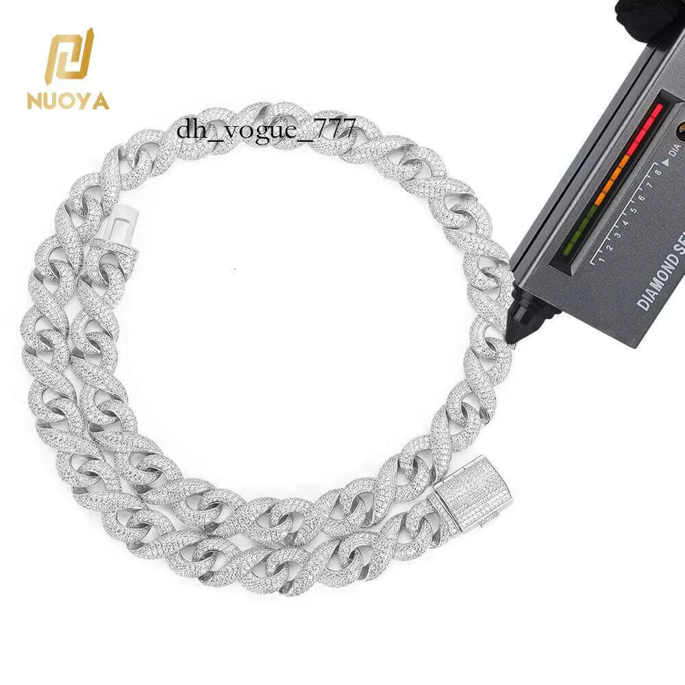 Iced Out VVS Moissanite Infinity Cuban Link Silver Necklace For Men Hip ...