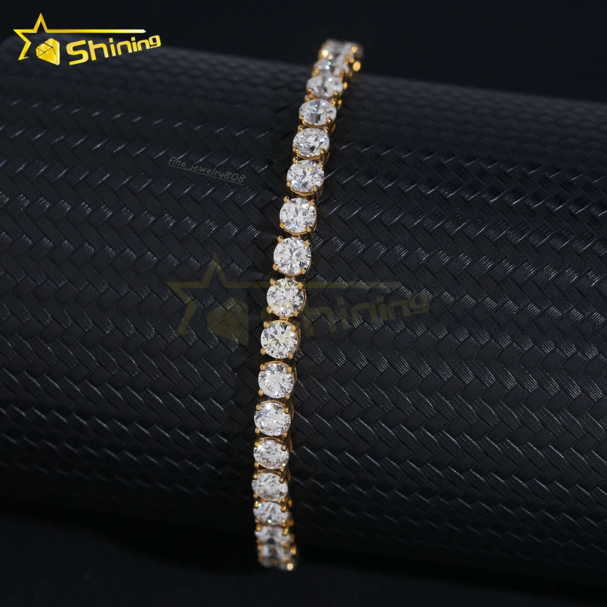 Handmade 10K Solid Gold Tennis Gold Diamond Tennis Bracelet With VVS ...