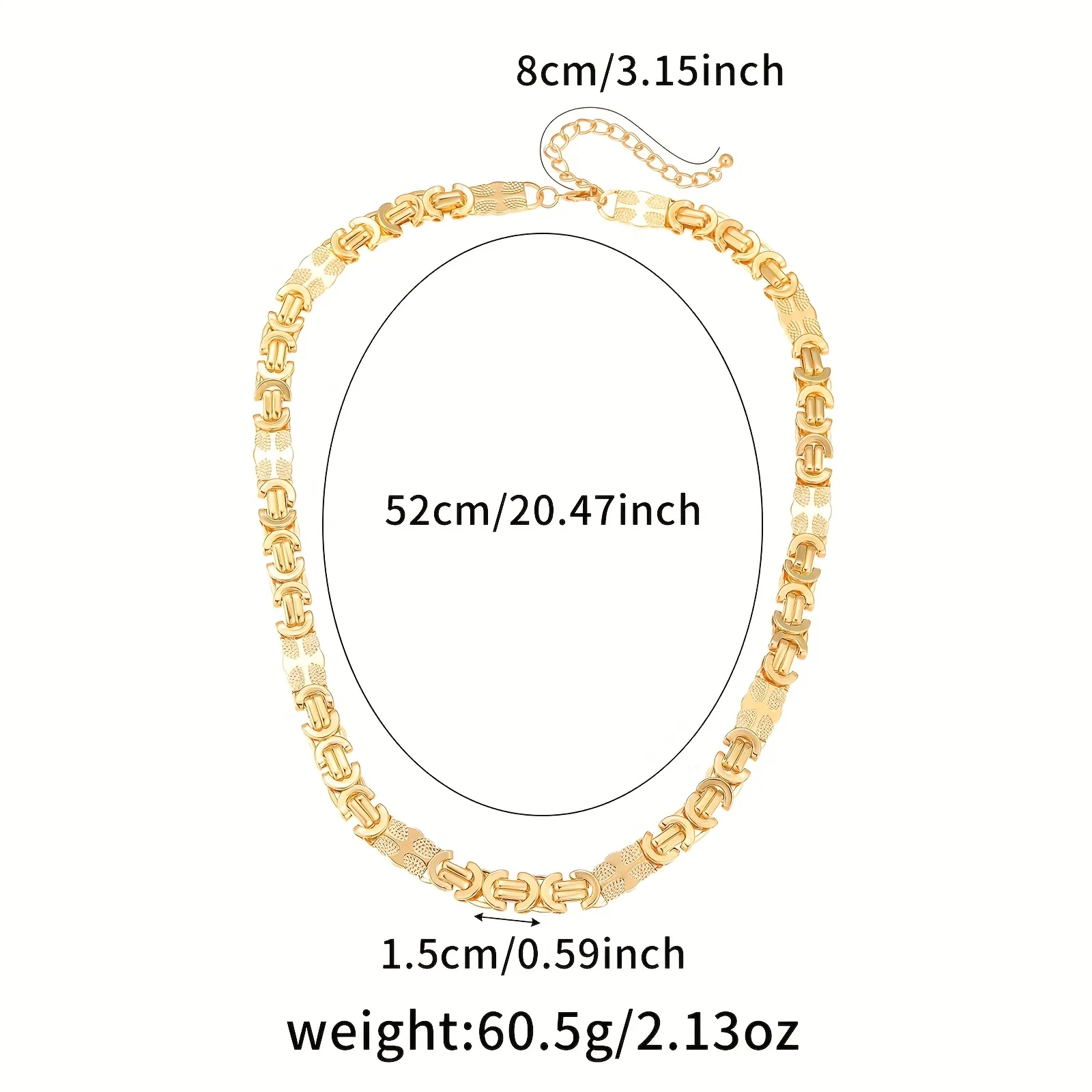 2025 Ladies Hip Hop Style Thick Gold Chain Necklace with Geometric Link ...