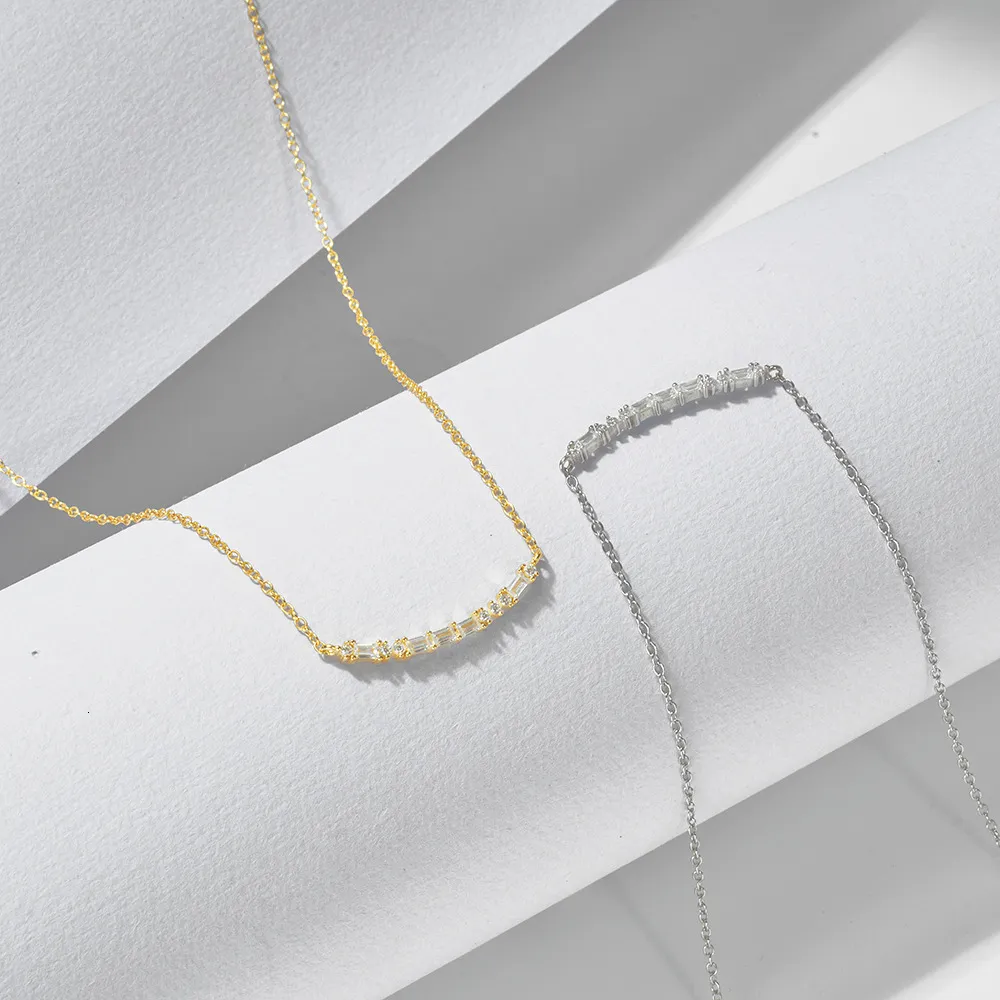 S925 Sterling Silver Rectangular Zircon Pendant Necklace with Clavicle Chain from Dhgate Pendant ...
