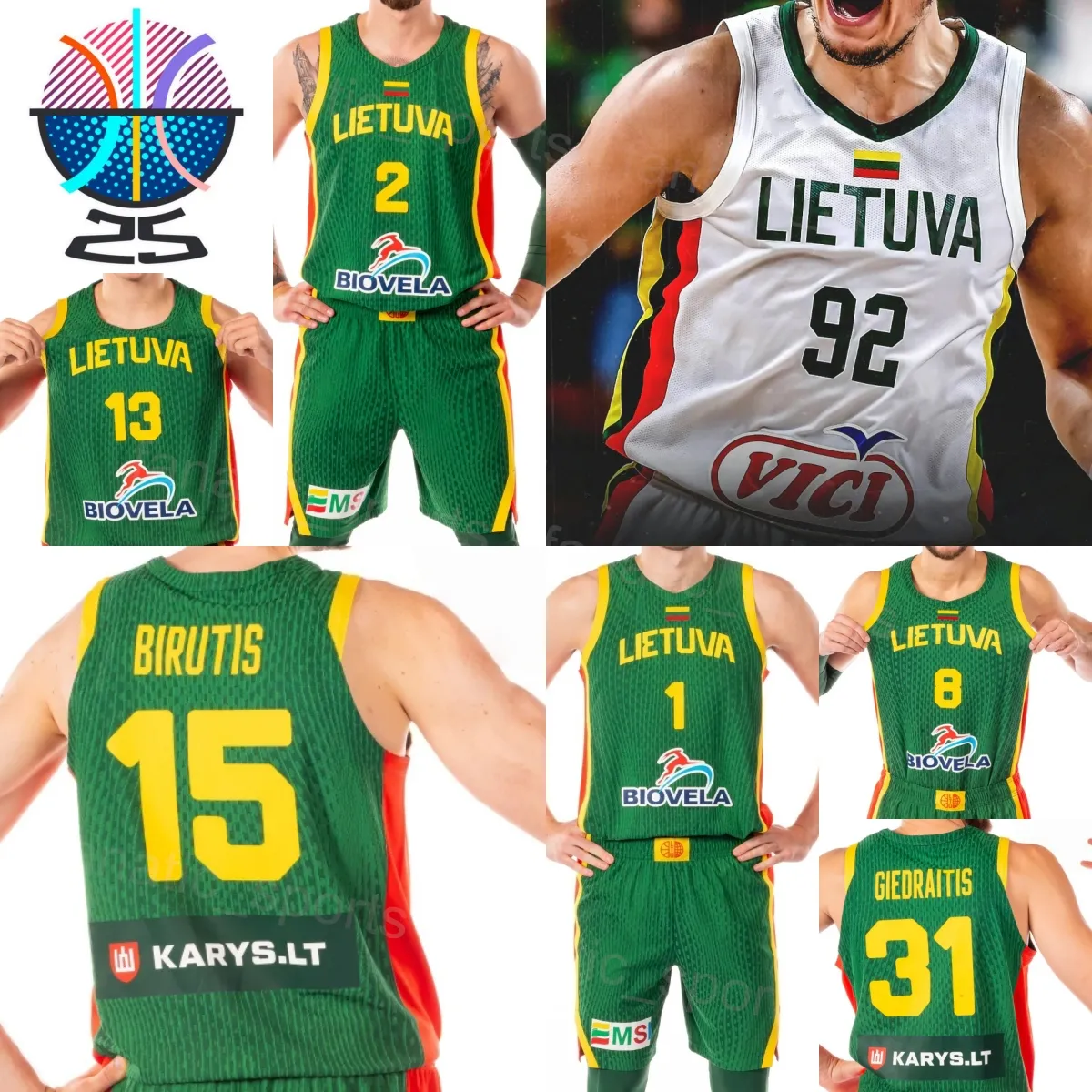 Lithuania Basketball Jersey 2025 EuroBasket Printed... From Fanatic ...