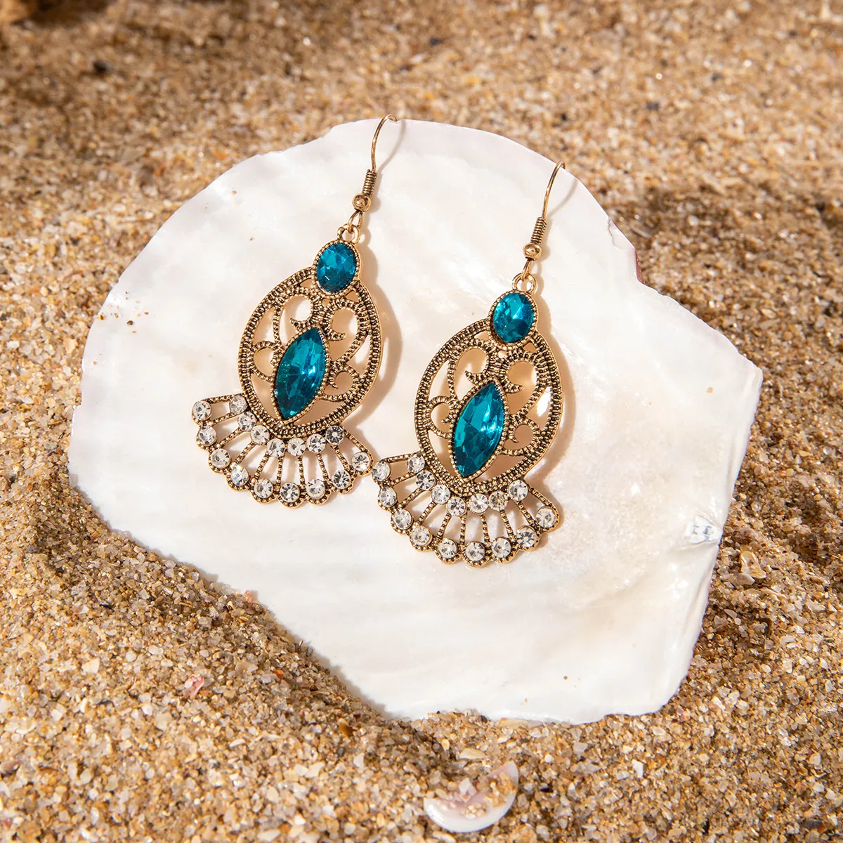 Designer Three-Dimensional Floral Carved Studs Earrings with Heart ...