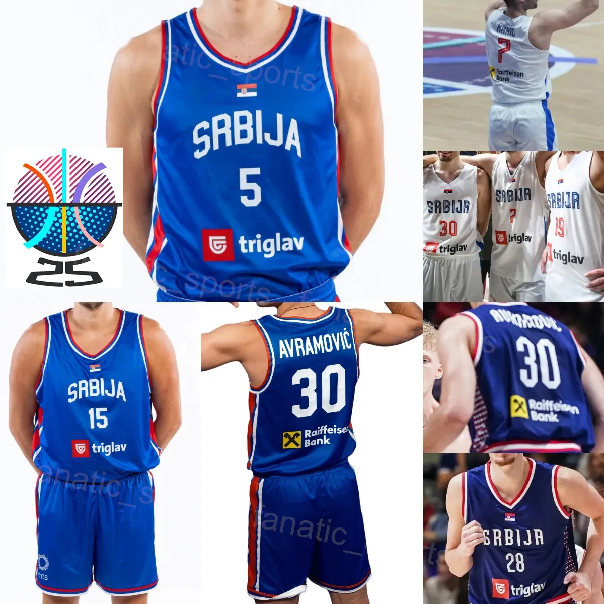 Printed 2025 26 EuroBasket Aleksa Avramovic Jersey Serbia Basketball ...
