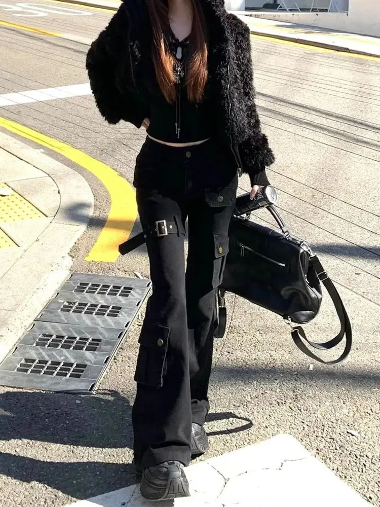 Cyber Y2K Fashion Slim Stacked Flare Jeans Pants for Women with Multi ...