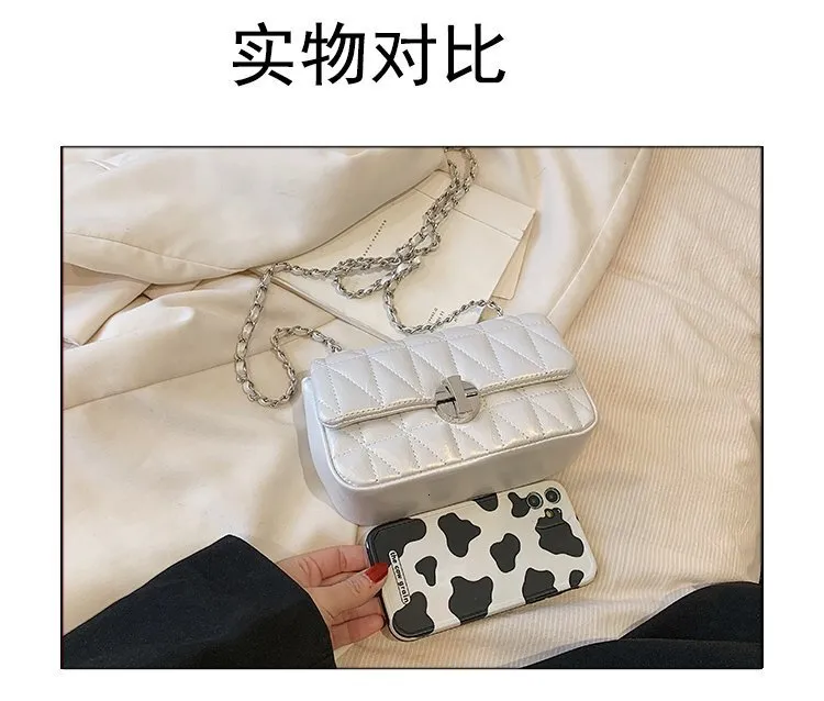 Women's Quilted Chain Shoulder Bag Small Square Crossbody for Commuter ...
