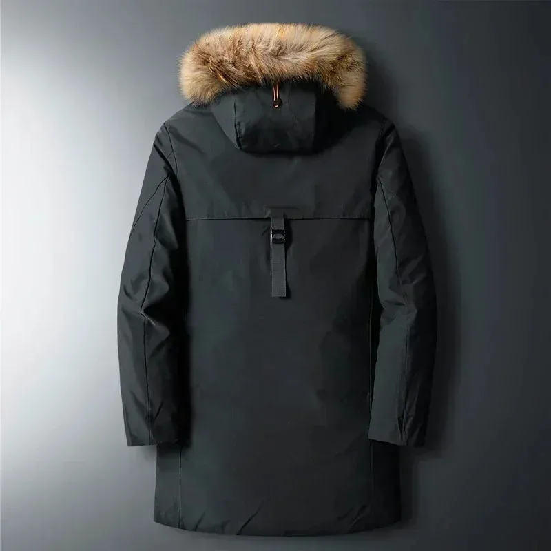 Mens White Duck Down Puffer Parka Jacket with Removable Cap Thermal ...
