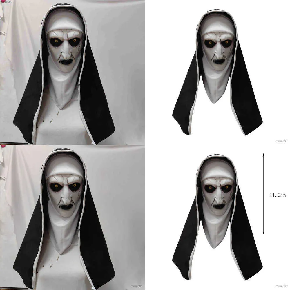 Horror The Nun Mask Cosplay Scary Bloody Demon Latex Masks With ...