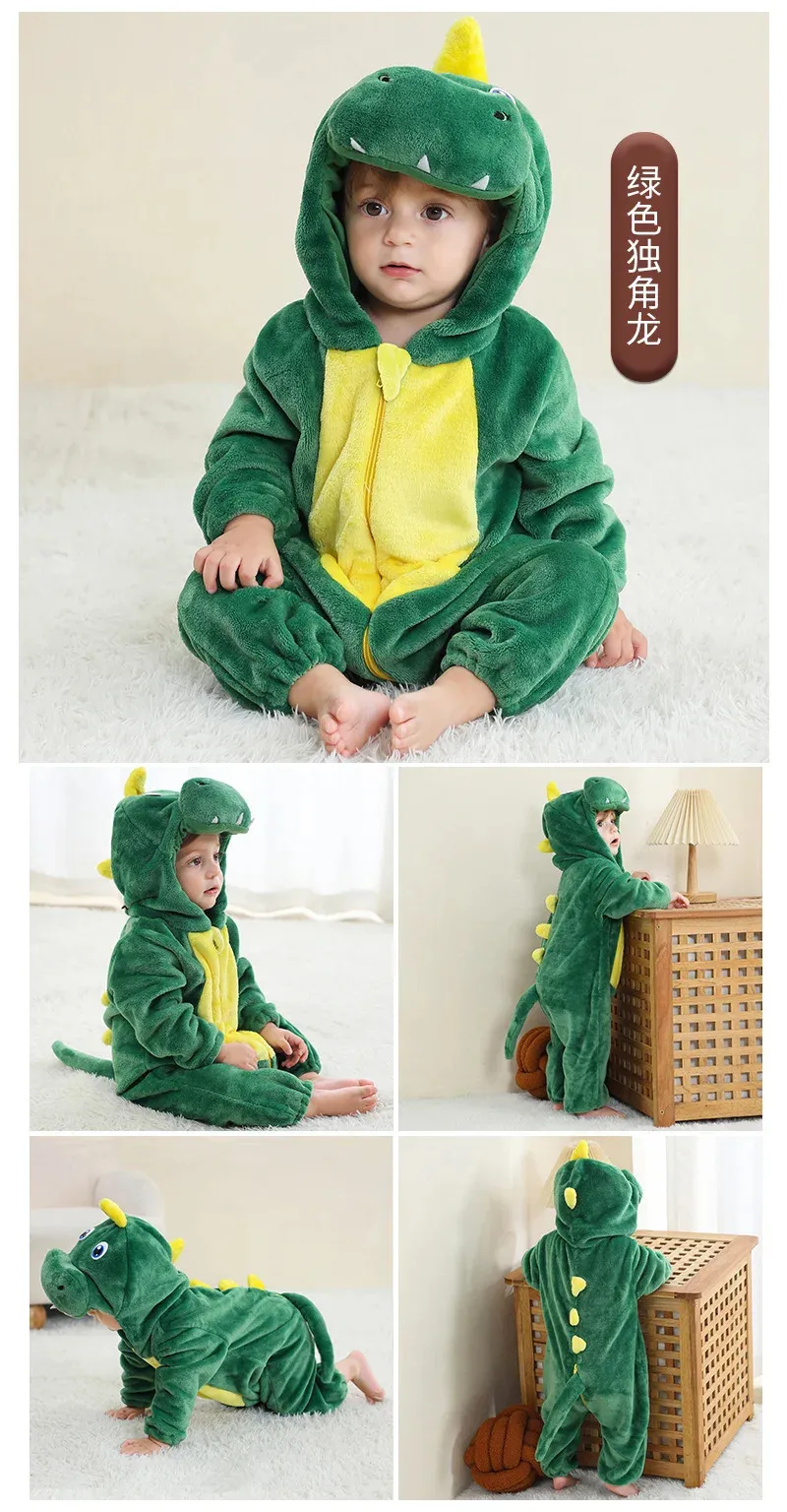 Kigurumi Dinosaur Baby Clothes Pajamas Boy Girl Onesie Infant Winter ...