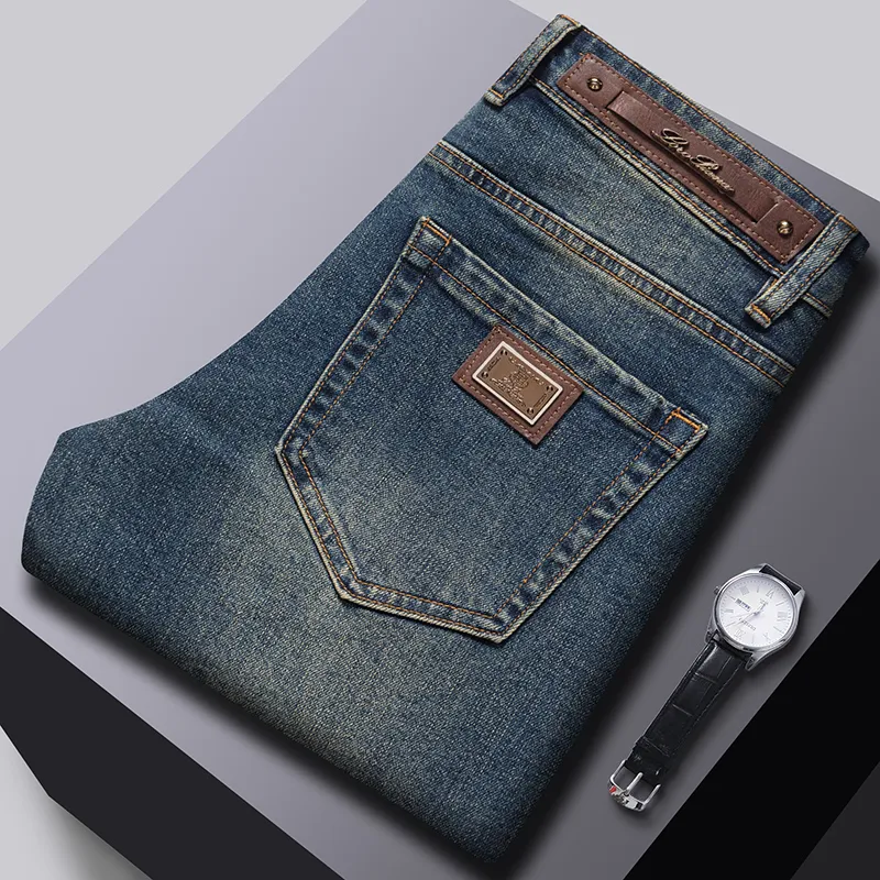 Men's Slim Fit Straight Leg Jeans - European American High-End Brand ...