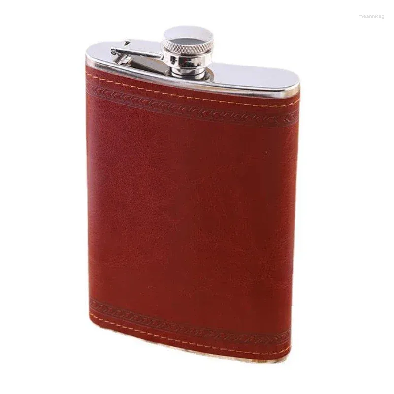 Retro Leather Hip Mini Hip Flask 250ml Stainless Steel Container For ...
