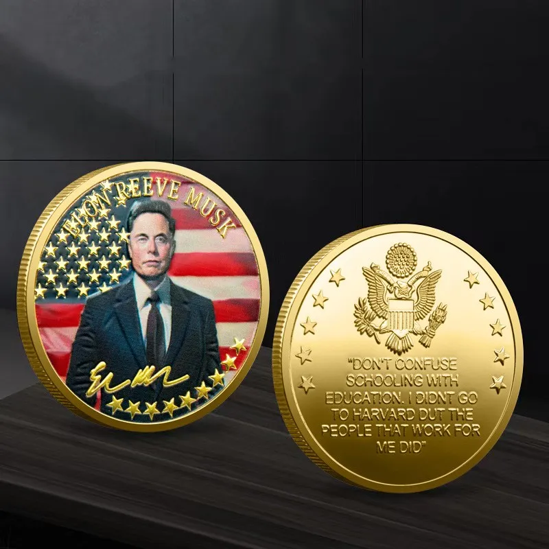 Elon Musk Gold Challenge Coin Stars And Stripes Background Pessoa Great ...