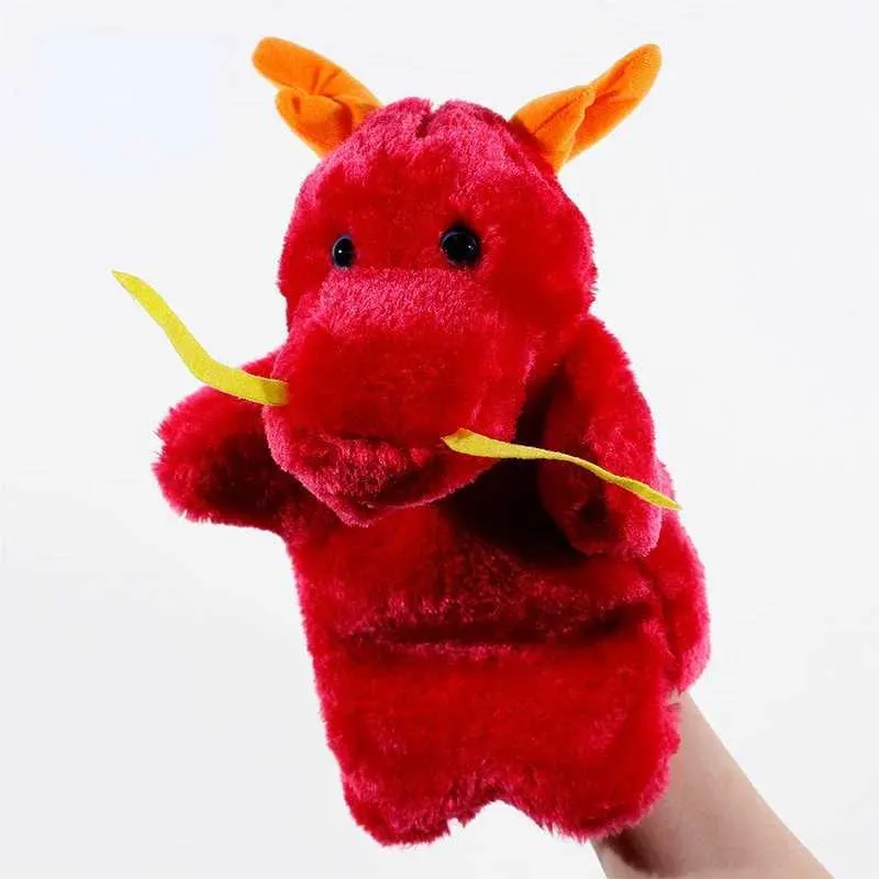 Hand Puppets Red Plush Toy Animal Dinosaur Puppets Doll Children Game ...