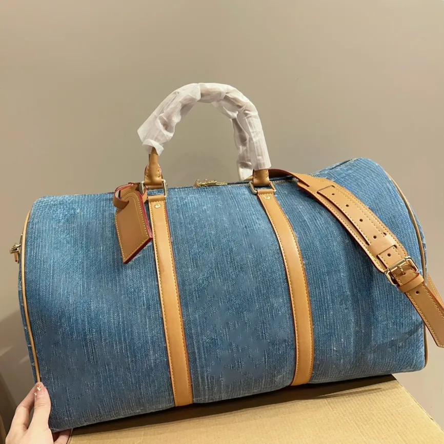 Designer Duffle Bag Real Leather Large Capacity Travel Luggage Tote For ...