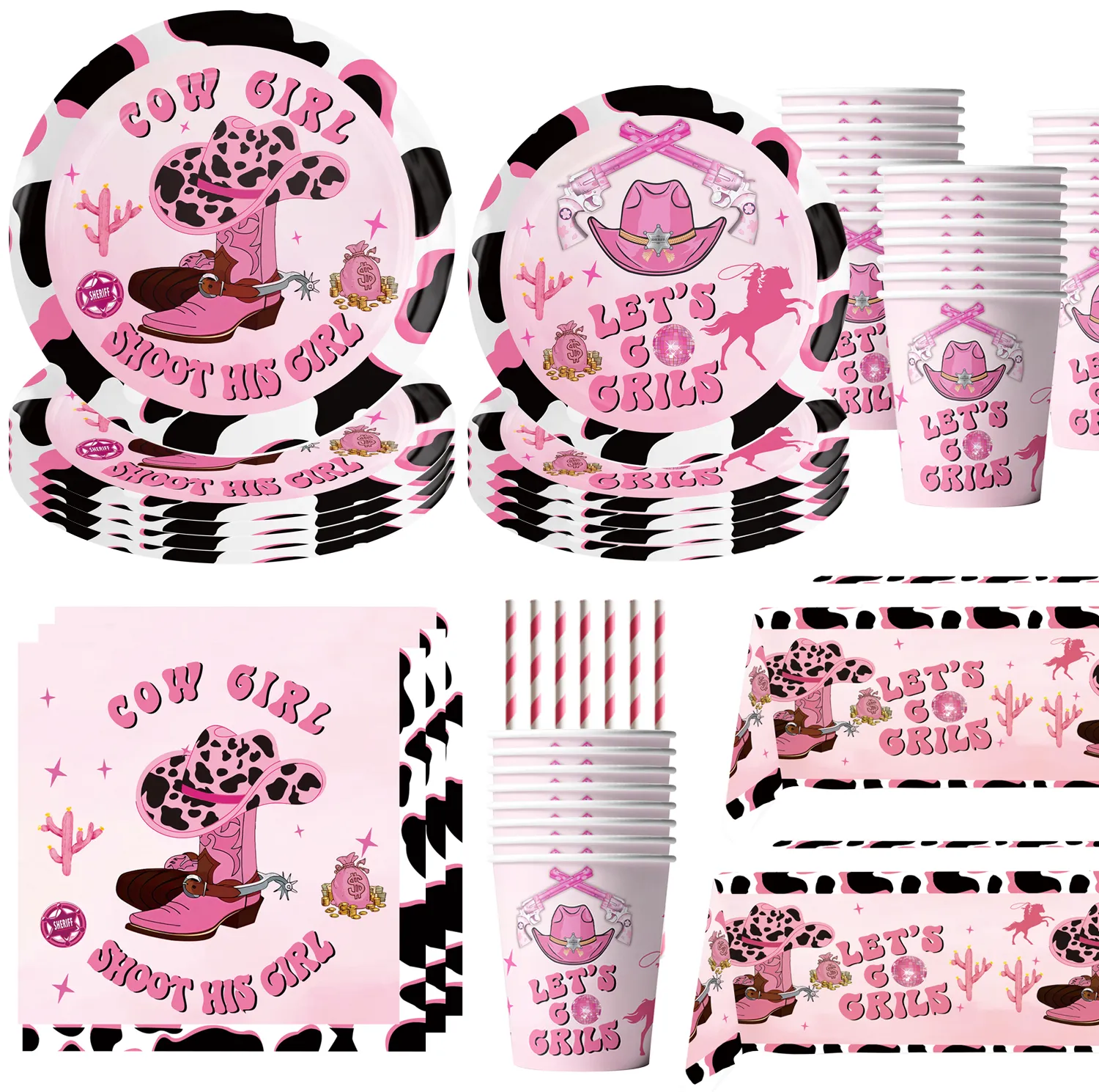 Cowboy Birthday Supplies Environmental Paper Plates and Cups with ...