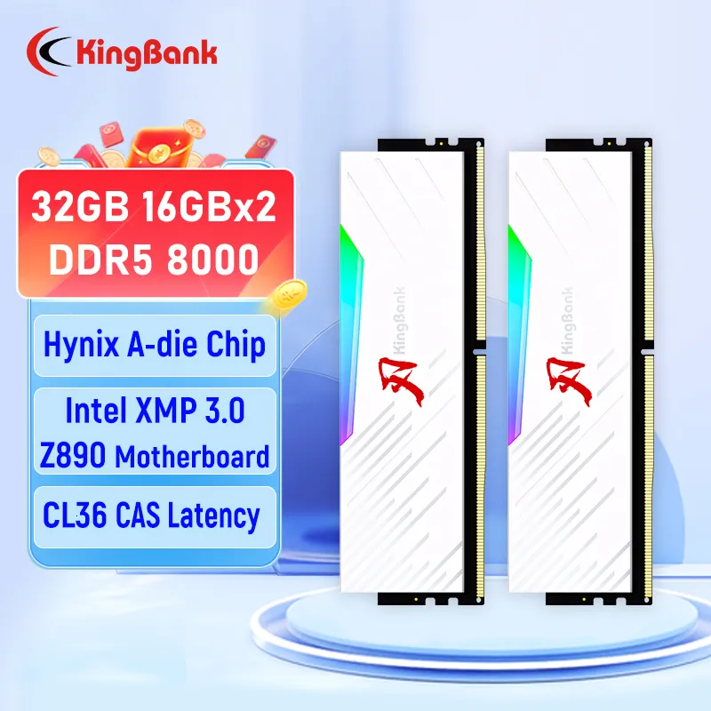 KingBank White RGB DDR5 MEMORY 16GBx2 8000MHz 32GB... From ...
