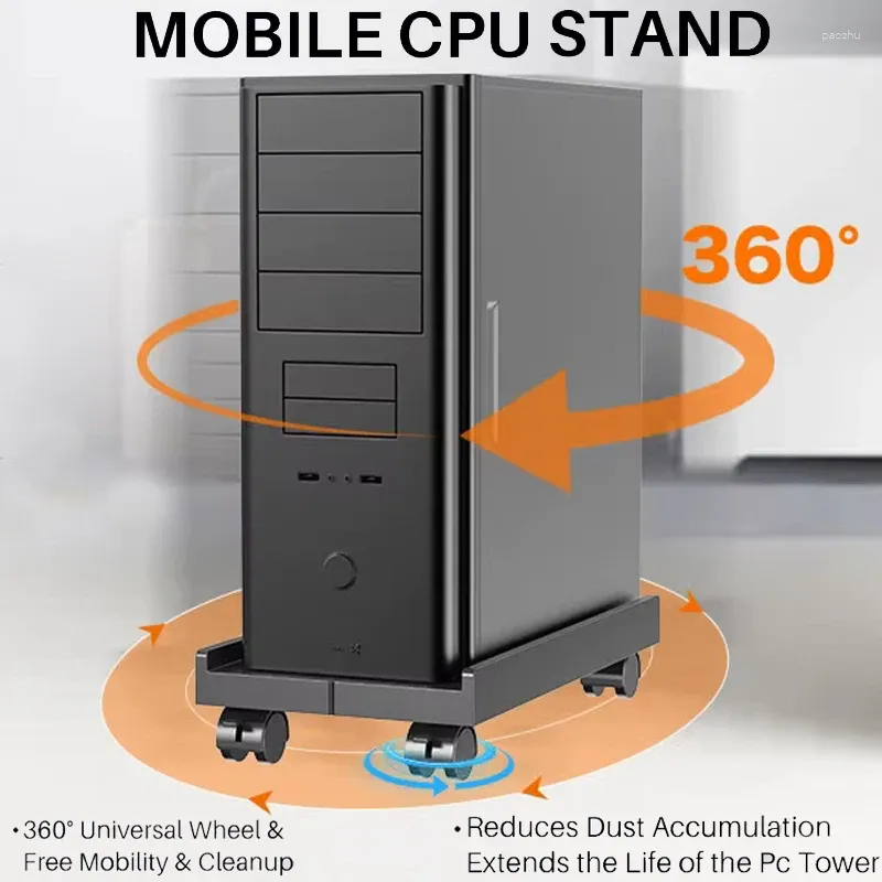 Rolling Computer Tower Stand With Wheels Mobile CPU Holder For Desktops ...