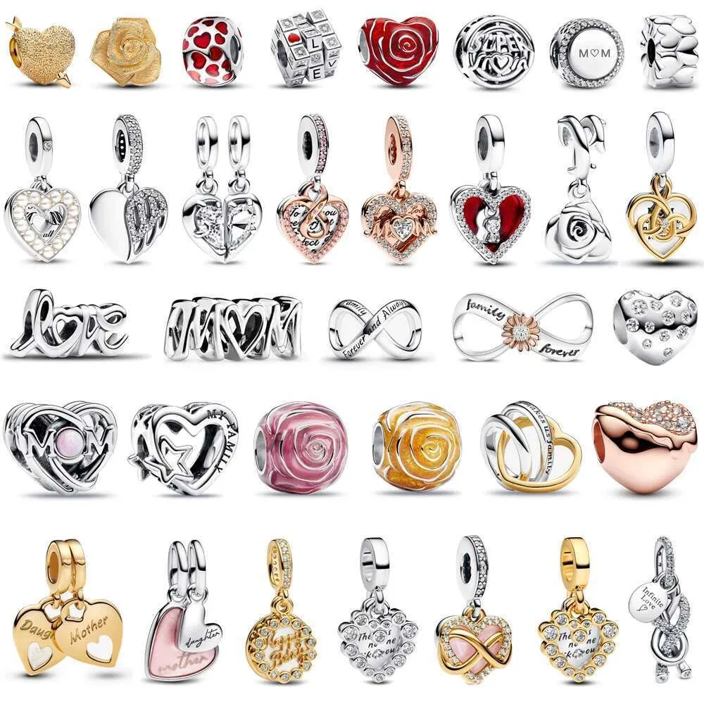 Charms For Mom, 925 Sterling Silver Heart & Rose... From Jewelryshop18 ...