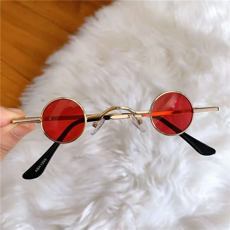 Vintage Rimless Small Round Sunglasses For Women Anti Strong Light ...