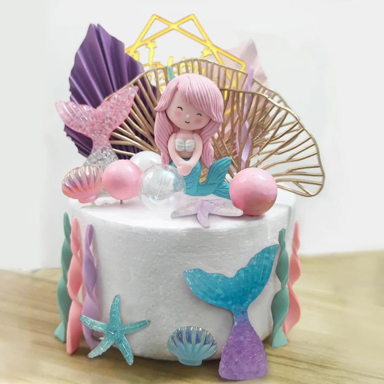 Under The Sea Mermaid Little Mermaid Cake Decorations Set With Seaweed ...