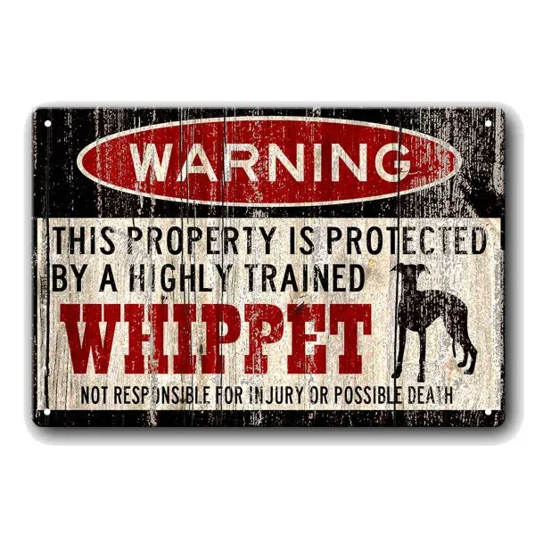 Funny Bar Signs Vintage Metal Sign Whippet Warning Sign, Tin Metal Wall ...
