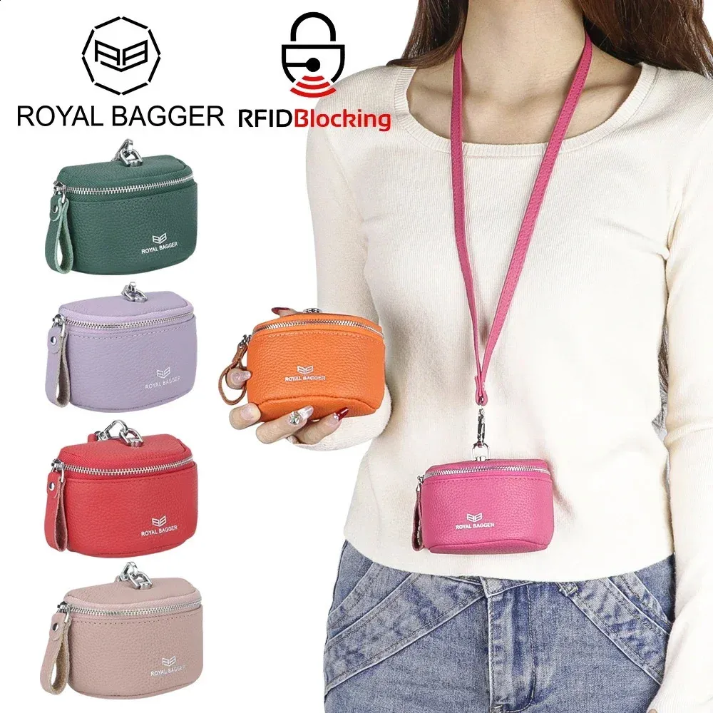 Royal Bagger RFID Blocking Mini Coin Small Coin Purse For Women Genuine ...