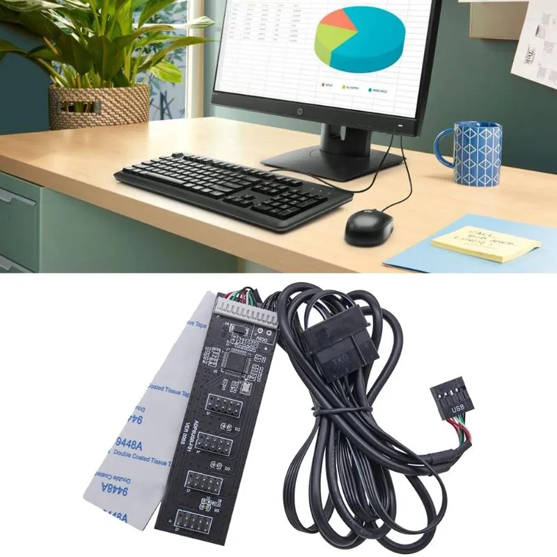 Portable Usb Splitter Officeworks For High Speed Data Transfer USB2.0 9pin Header To 4 Male ...