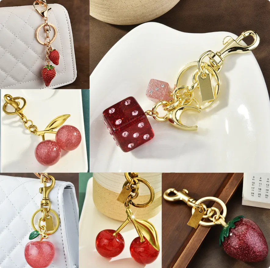 Cherry Keychain With Resin Letter Cute Bag Charm Keychains For Women ...