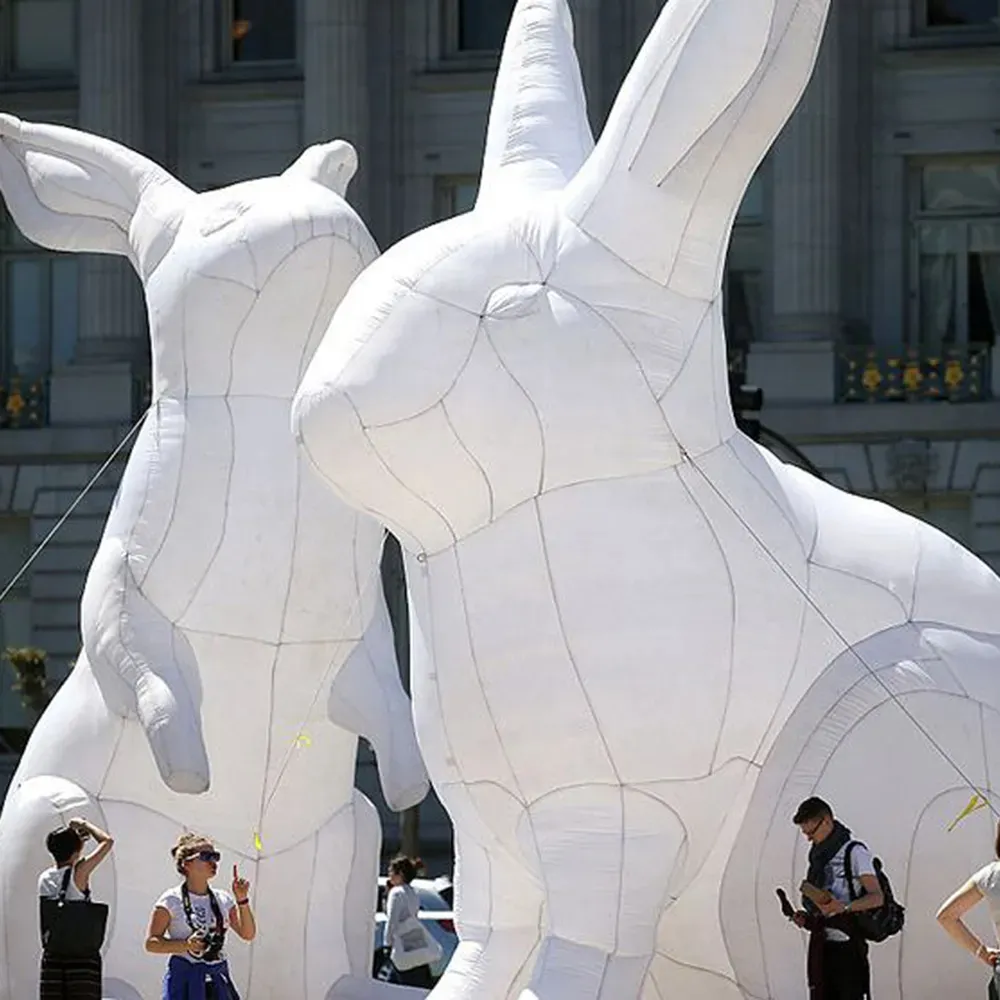 Wholesale Giant 20ft Inflatable Rabbit Easter Bunny Model Invade Public ...