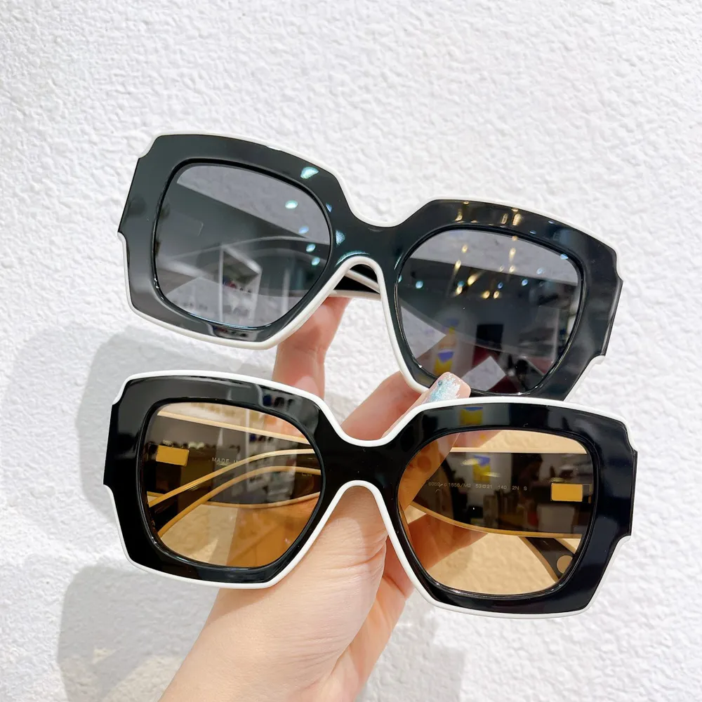 Designer Oversized Square Sunglasses Black Yellow Frame UV400 ...