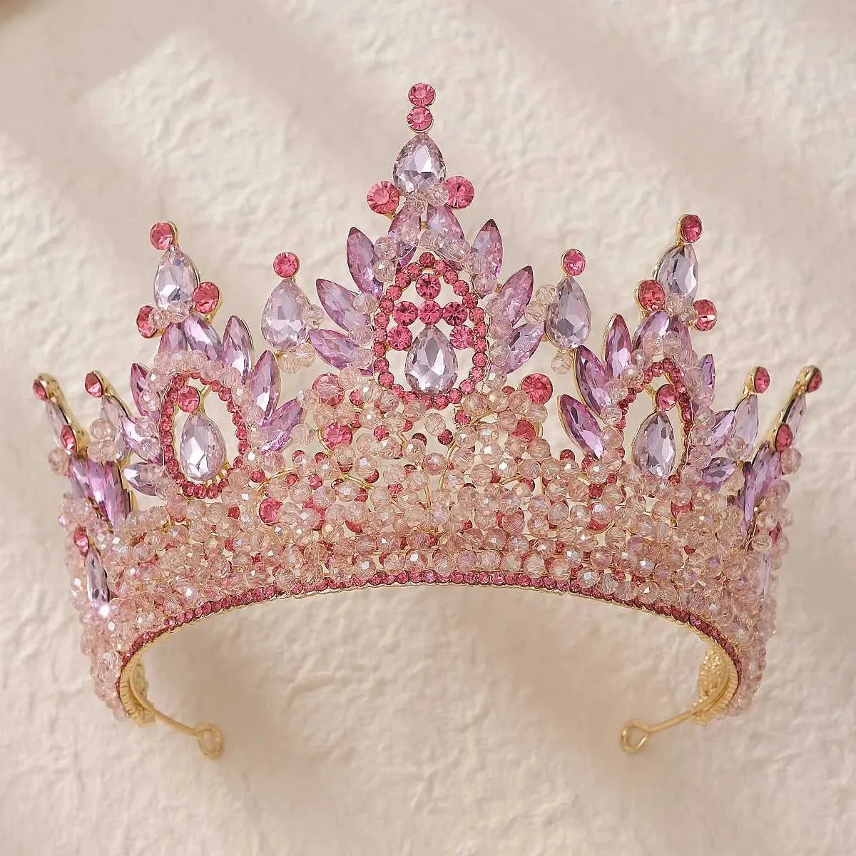 Luxury Crystal Rhinestone Bridal Pink Diamond Tiara For Weddings And ...