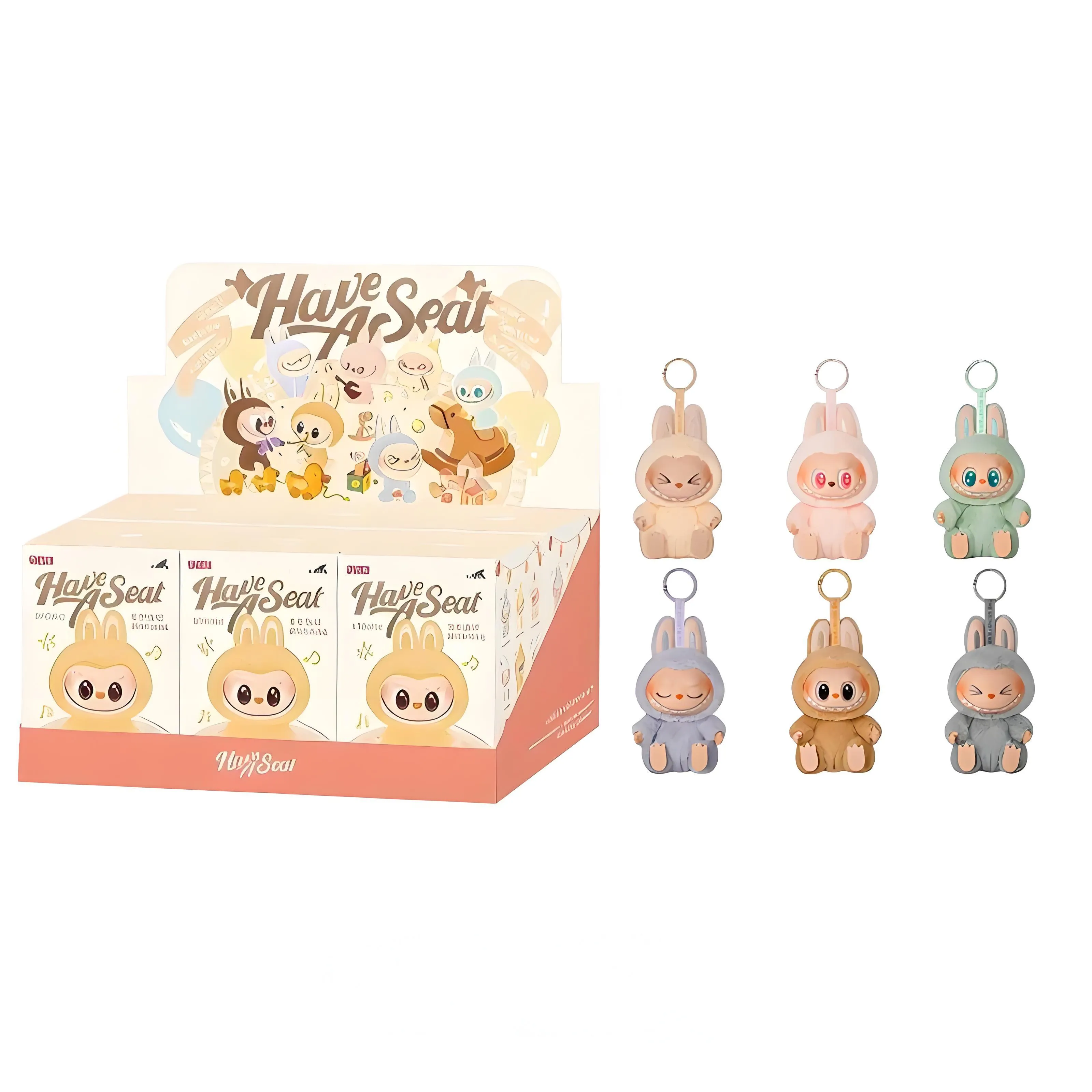 Labubu Vinyl Pendant Doll Keychain Anime Character, Cute Monster, Seat ...