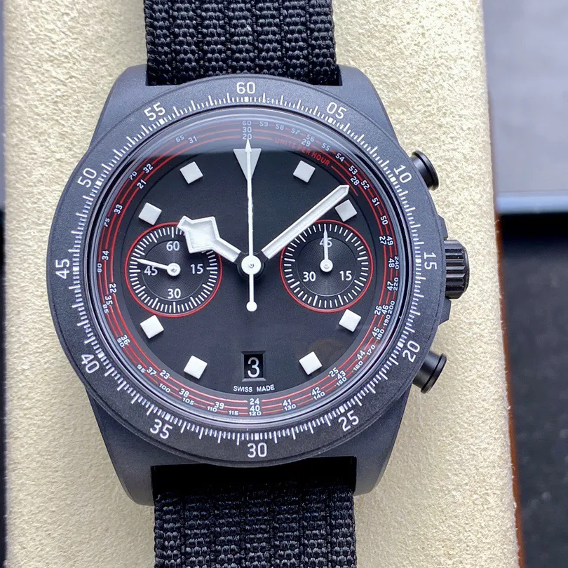 M+ Factory 43mm Titanium Mechanical Watch Carbon Alloy Case, Black/Blue ...