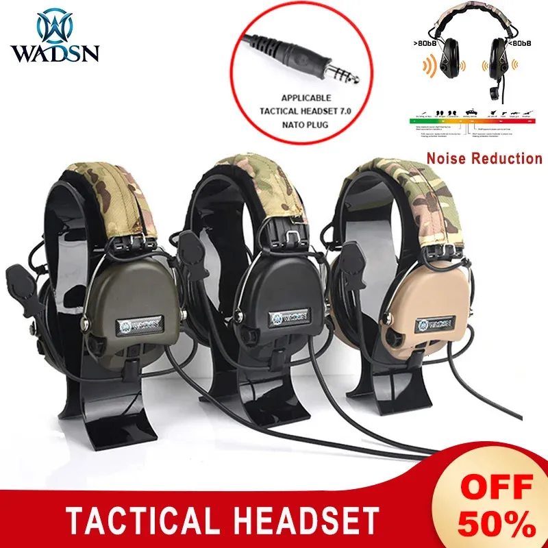 WADSN MSA Tactical Intercom Headset With Active Pickup, Noise Canceling For Airsoft, Hunting ...