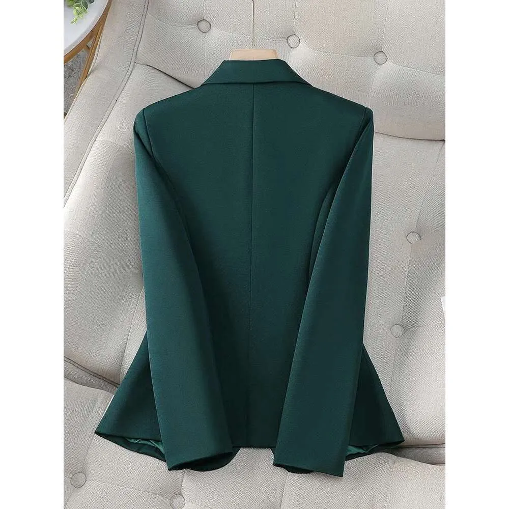 Elegant Green Blazer Women's Single Button Business Jacket For Office ...