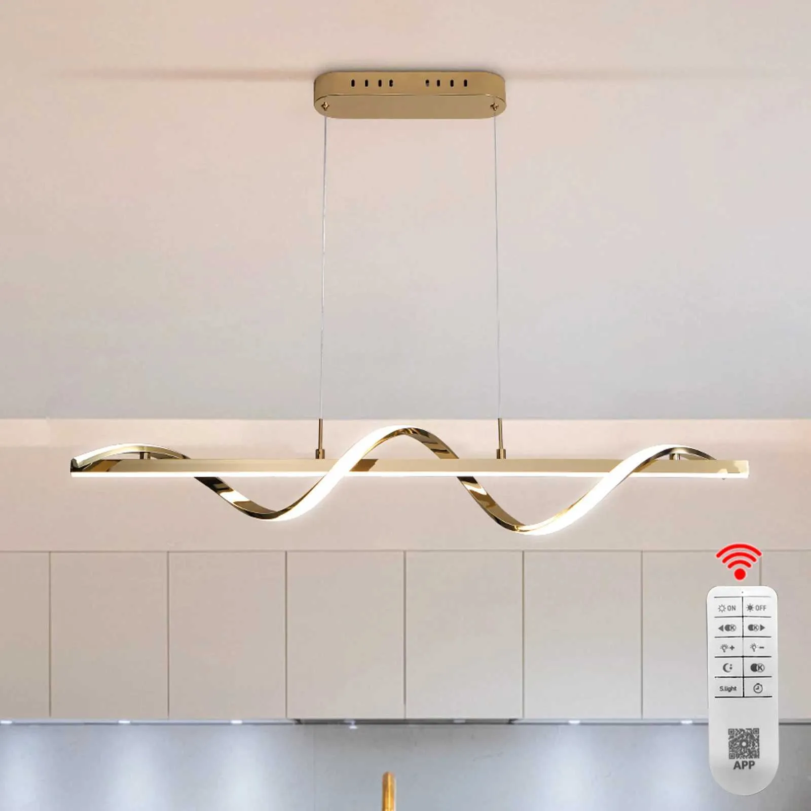 Modern Linear Pendant Light Dimmable, Height Adjustable Fixture, 100 ...