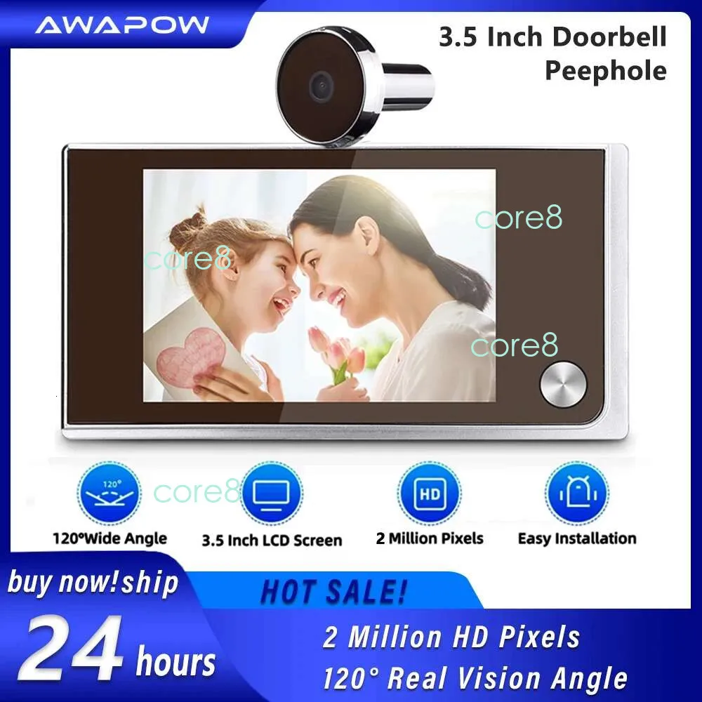 Door Peephole Camera With Monitor, 3.5 Inch Digital Viewer, 120° Wide ...