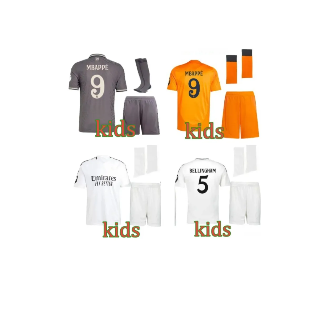 Premium Soccer Kits For Kids 2425 MBAPPE, VINI JR, TCHOUAMENI, ALABA ...
