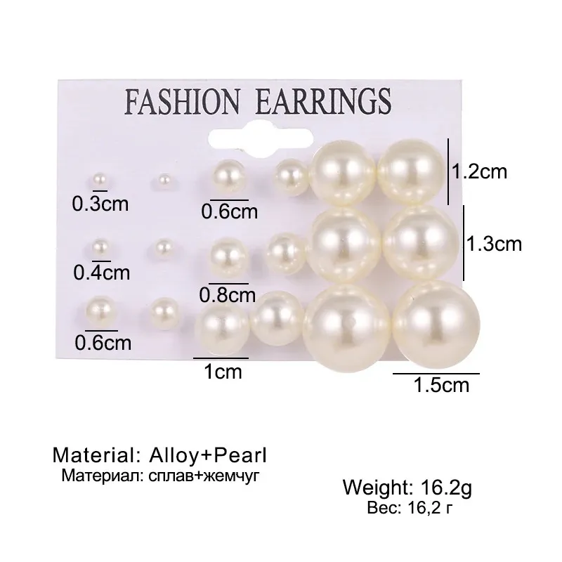 IPARAM Oversized Pearl Earrings Set with Push-Back Closure Copper Gold ...